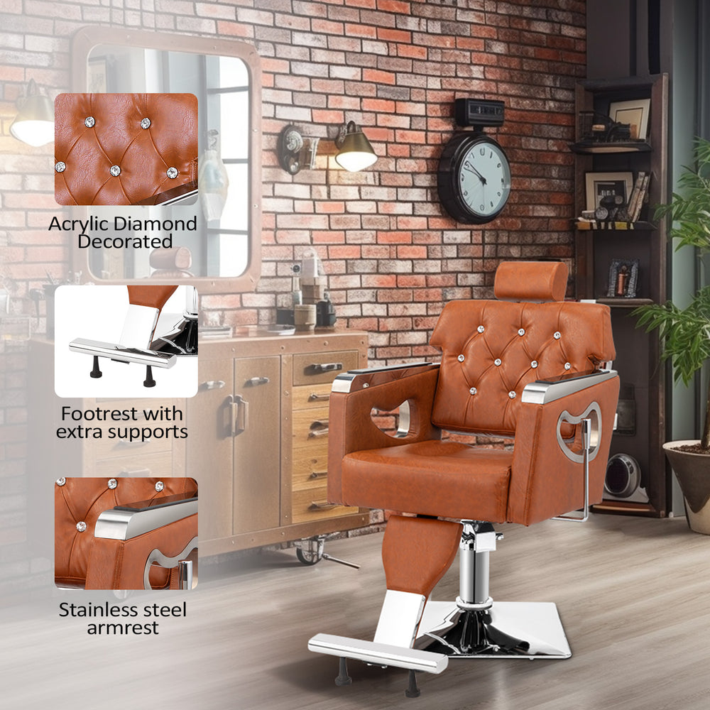 OmySalon SC1902 All Purpose Heavy Duty Reclining Hair Salon Chair w/He