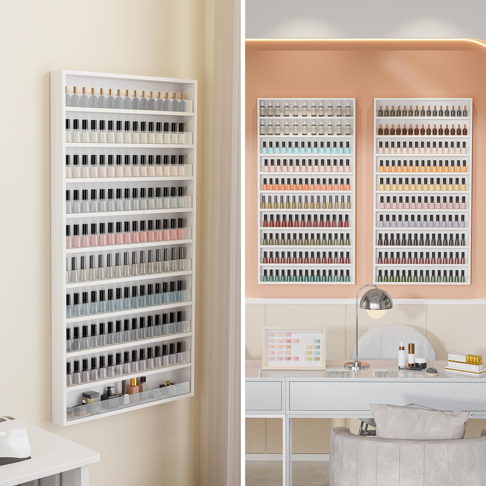 OmySalon 10 Layers Wall Mount Nail Polish Organizer Rack w/Acrylic Baf