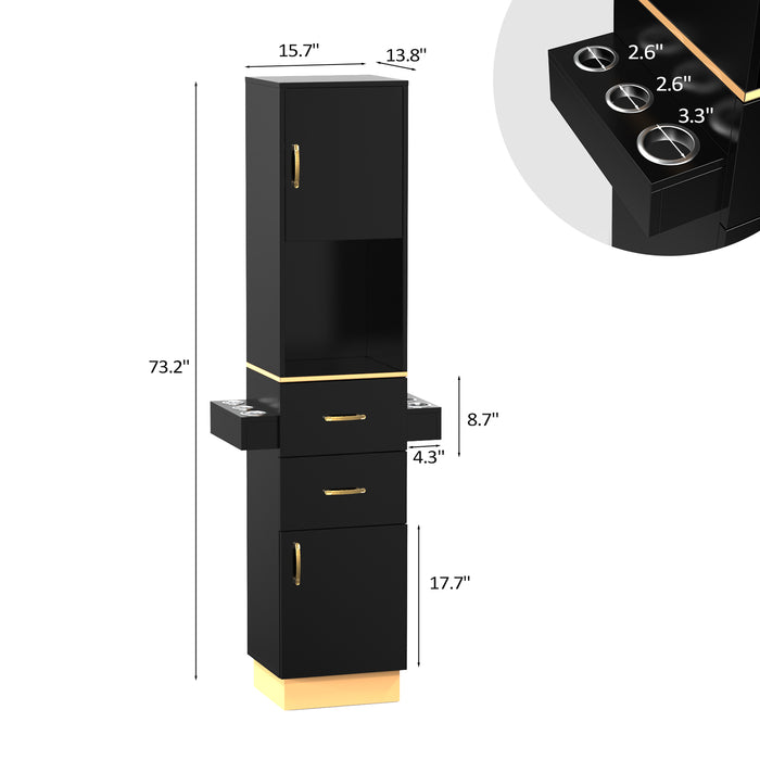 OmySalon HSC-24 Barber Storage Station Cabinet w/2 Drawers 2 Storage C
