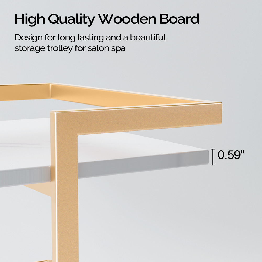 OmySalon ST1501 Rolling Esthetician Trolley Cart w/Wheels & 3 Wood She