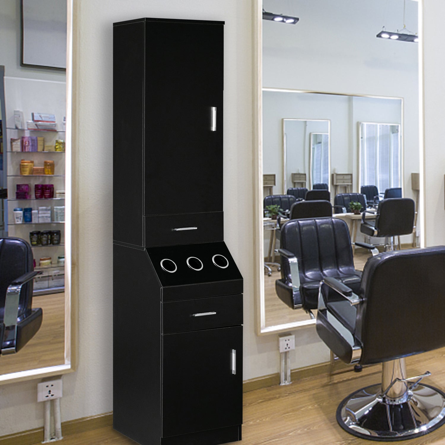 OmySalon HSC-14 Barber Storage Station Cabinet w/2 Drawers 2-Tier Stor