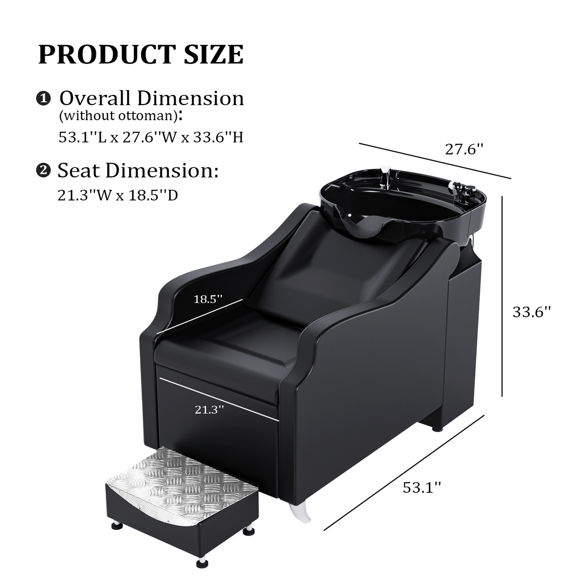 OmySalon BU1301 Salon Shampoo Bowl and Chair Backwash Unit with Extra